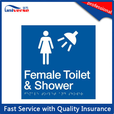 Silver / Blue Tactile Braille Signs For Public Place , Braille Toilet Signs