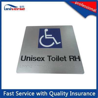 Silver Black Rigid Plastic Signs for Unisex Toilet RH , Australia Standard