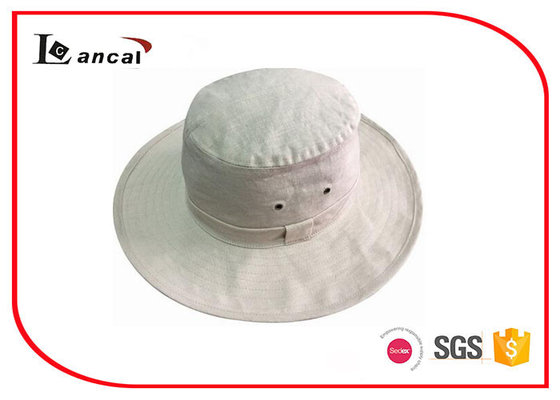 100% Linen Cream Color Sunscreen 60cm Cool Bucket Hats For Men