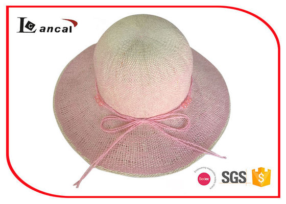 Dip Dye Wide Brimmed Straw Hat , 100% Paper Straw Floppy Hat For Ladies