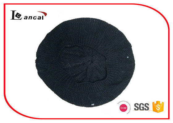 LC15/1110-15 viscose knit beret hat small plastic sequin for ladies