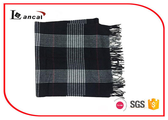 100% Acrylic Winter Mens / Women Wrap Shawl With Plaid Brushed , Crocheted Shawls