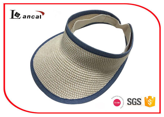 Blue bound edge visor cap with elastic adjustable band , LC16-0805-03