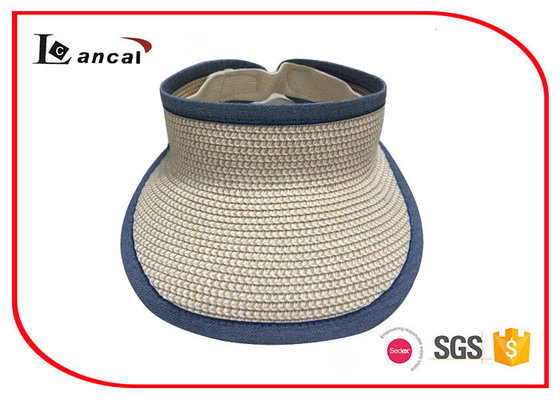 Blue bound edge visor cap with elastic adjustable band , LC16-0805-03