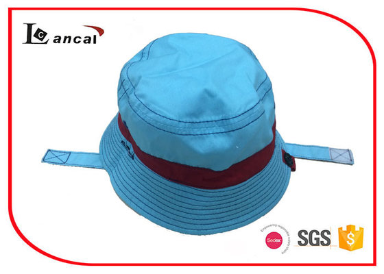 Tropical Printed Bucket Hat with red hatband and button as decoration