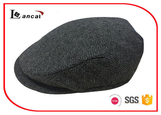 Herringbone Wool Summer Flat Cap With Black Cotton Quilting Ling For Mens