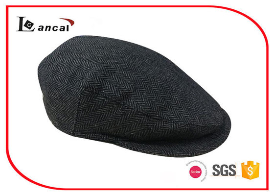 Herringbone Wool Summer Flat Cap With Black Cotton Quilting Ling For Mens