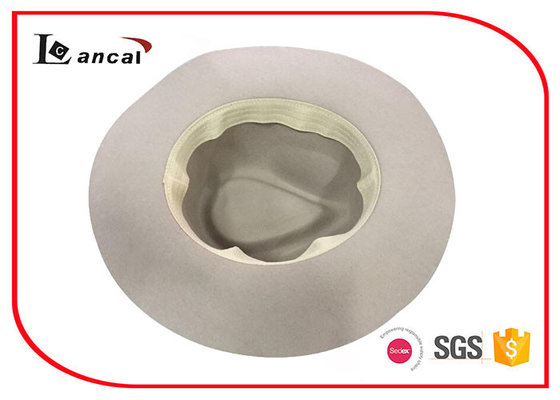 Cream Wool Felt Cowboy Hats With Black Grosgrain Band Metal Decoration