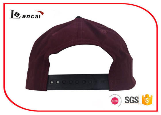 Burgundy Cotton Twill Sports Cool Baseball Caps With Coffee Flat Peak And Top Button
