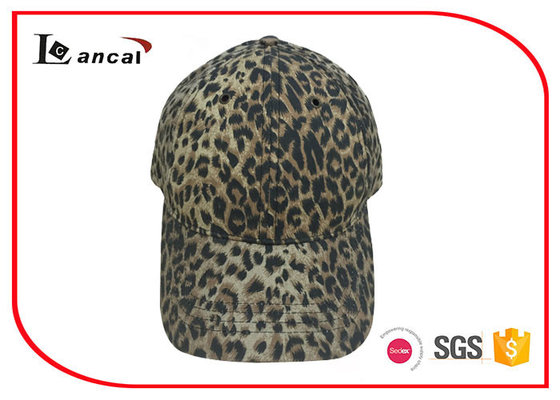 Leopard Print Canvas Custom Baseball Hats With Metal Eyelet For Ladies