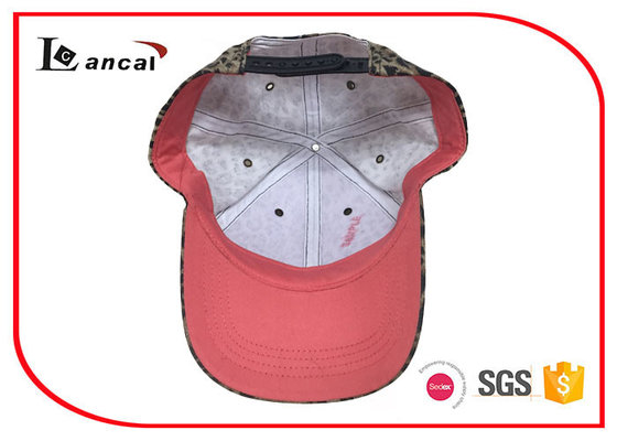 Leopard Print Canvas Custom Baseball Hats With Metal Eyelet For Ladies