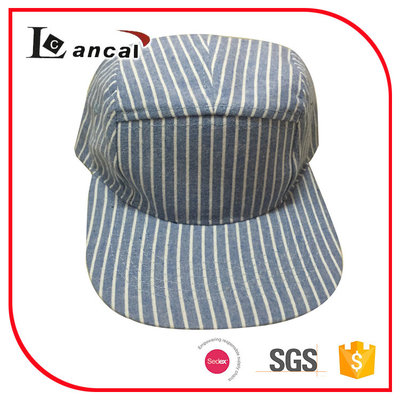Stripe cheap mens stripe 5 panel custom embroidered baseball cap for adults