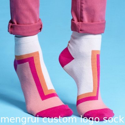 Cotton custom logo, design ladies Pink Ankle Socks