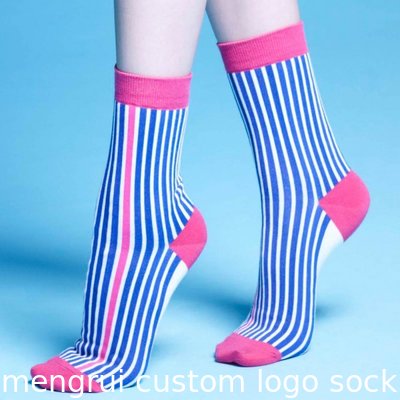 Custom logo, design women’s Athletic Crew Stripe cottton Socks