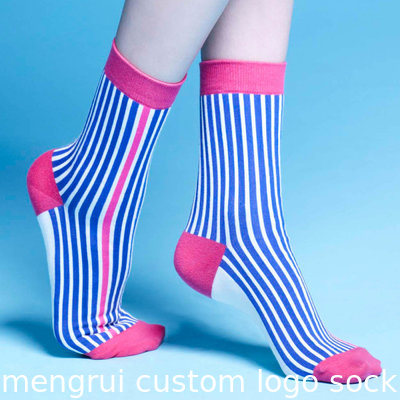Custom logo, design women’s Athletic Crew Stripe cottton Socks