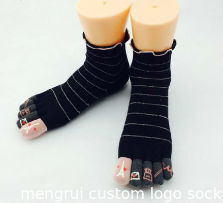Cotton custom logo, design jacquard Five Toes Socks