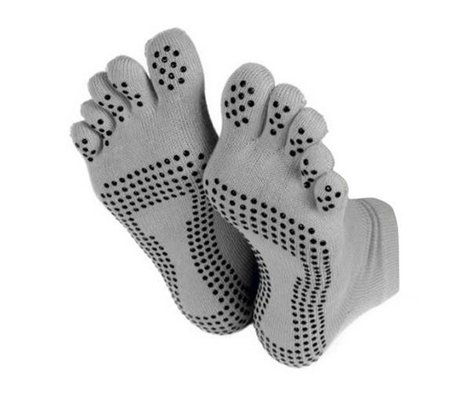 Custom logo Grey Grippers/Trampoline Non-Slip Crew Yoga Toe Socks