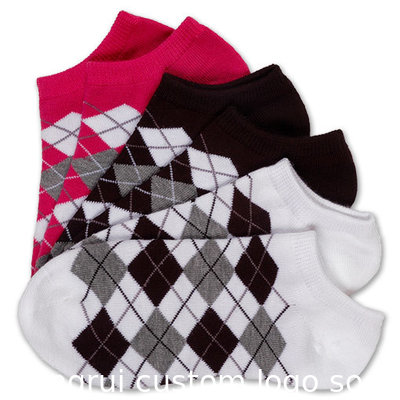 Custom design, color high quality pure cotton argyle Ankle Socks
