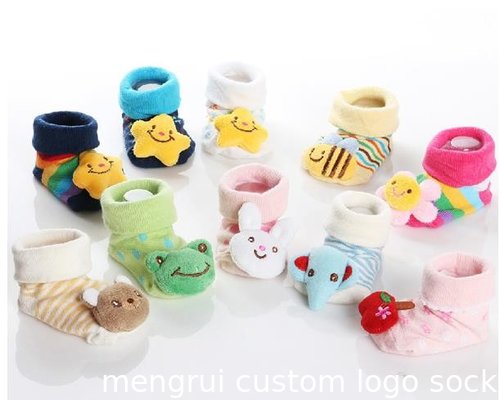Custom logo, design Lovely animal head anti-slip cotton infant baby socks