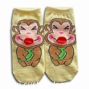 Custom design, color cute 3-D  Jacquard Children's Cotton Socks