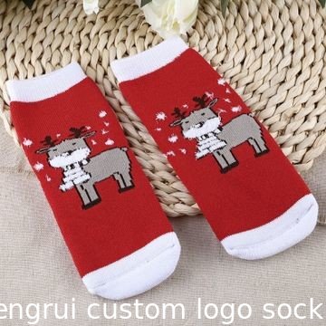 Custom color, design soft Christmas cute Cartoon Print sweet Terry Socks