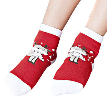 Custom color, design soft Christmas cute Cartoon Print sweet Terry Socks