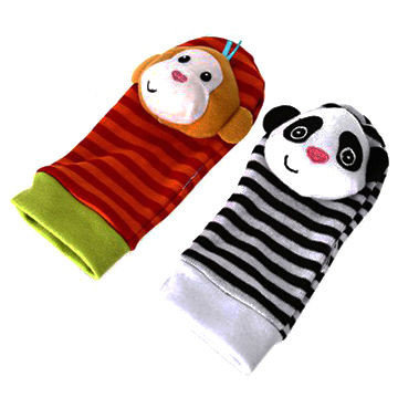 Custom design, color soft knitted Infant/Baby Rattle Sock
