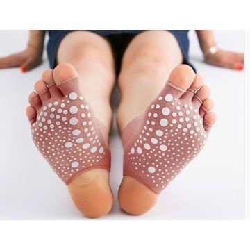 Custom logo, design open heel cotton anti slip yoga sports socks with open five toes