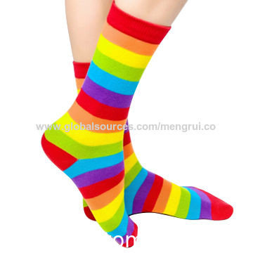 Custom Rainbow Design Cotton Women's Happy Socks