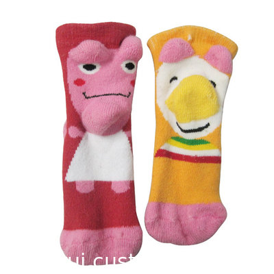 Custom design,  logo soft knitted cute cotton Baby 3D socks