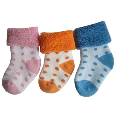Custom logo, design, color soft  knitted cute terry Infant's socks