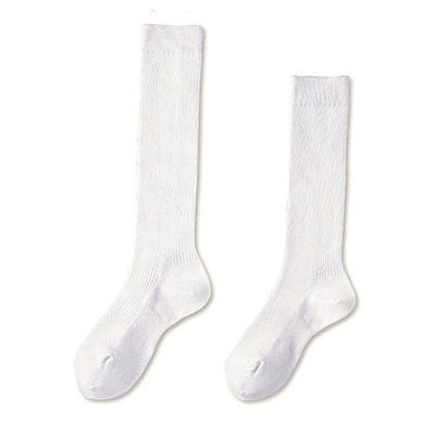 Knitted woven soft over knee ribbed cotton student's socks
