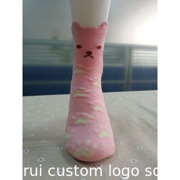 Custom logo, design cute animal 3D pattern cotton knitted ankle socks
