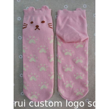 Custom logo, design cute animal 3D pattern cotton knitted ankle socks
