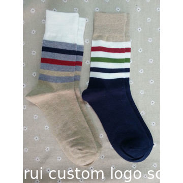 Custom logo knitting classic colorful stripes Cotton crew socks