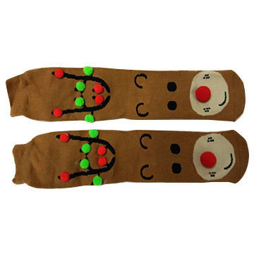 Custom logo, design cute 100% cotton 3D socks for holiday