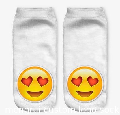 Custom logo, design new Emoji 3D Digital Printed Fashion Womans Cute Funny Ankle Print Sublimation Socks