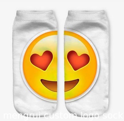 Custom logo, design new Emoji 3D Digital Printed Fashion Womans Cute Funny Ankle Print Sublimation Socks