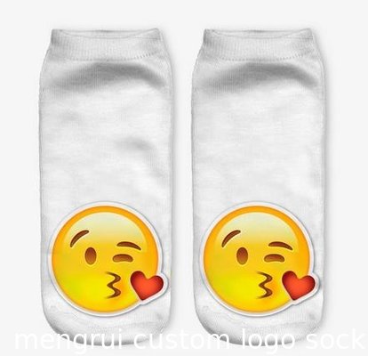 Custom logo, design new Emoji 3D Digital Printed Fashion Womans Cute Funny Ankle Print Sublimation Socks
