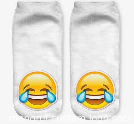 Custom logo, design new Emoji 3D Digital Printed Fashion Womans Cute Funny Ankle Print Sublimation Socks