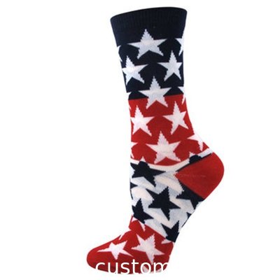 Custom logo, design knitted cute fashion print american flag socks