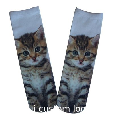 custom cat designs print sublimated socks