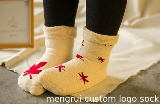 Customized jacquard Kids Terry Winter Thick Warm Cotton Crew Socks
