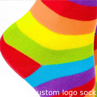 Custom logo, design rainbow design cotton women happy socks