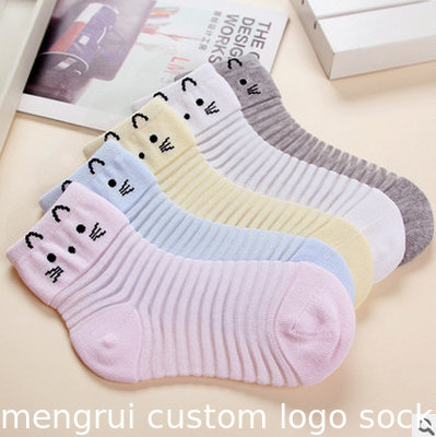 Custom logo, design popular babes cute cat printed cotton socks