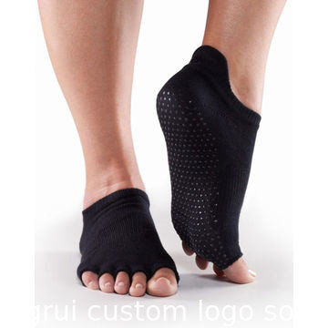 Custom logo, design anti-slip cotton knitting toe yoga socks