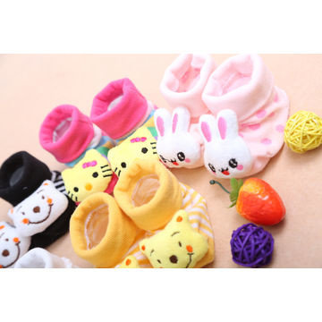 Custom logo, design Lovely animal head anti-slip cotton infant baby socks