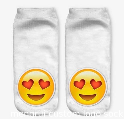 Custom logo, design new Emoji 3D Digital Printed Fashion Womans Cute Funny Ankle Print Sublimation Socks