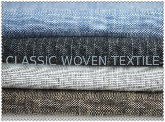 100% LINEN YARN DYED FABRIC WITH  STRIPE  9SX9S /44X43  CWT#2008