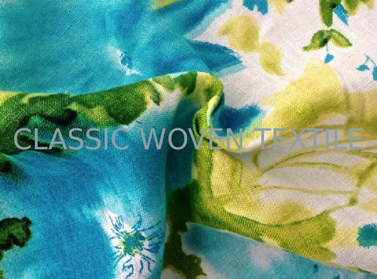 55/45 LINEN COTTON  FABRIC BLENDED WITH SCREEN PRINTED   CWT #1515